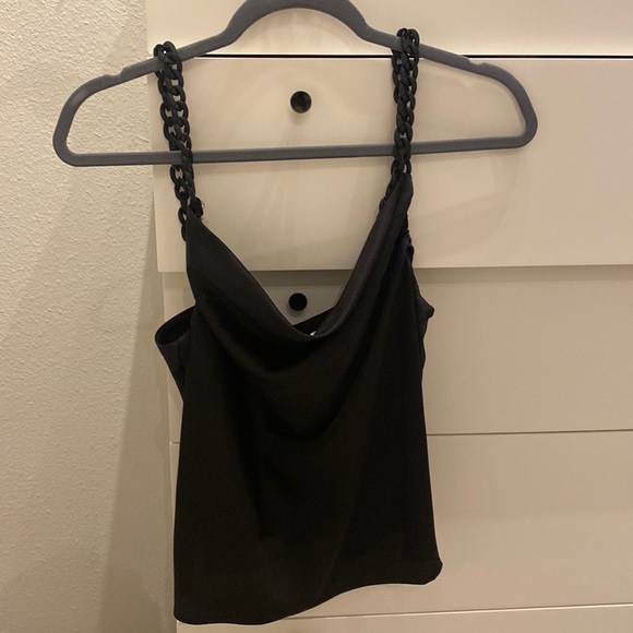 Zara | Tops | Zara Black Chain Satin Cami Top | Poshmark
